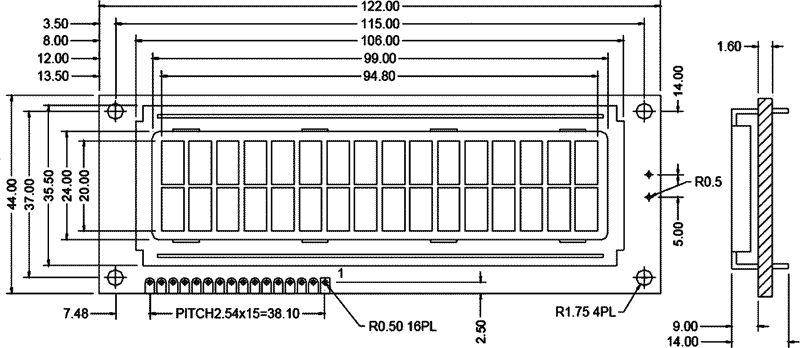 PLC1602GW-SBLW PALM TECHNOLOGY - Display: LCD | alphanumeric; STN ...