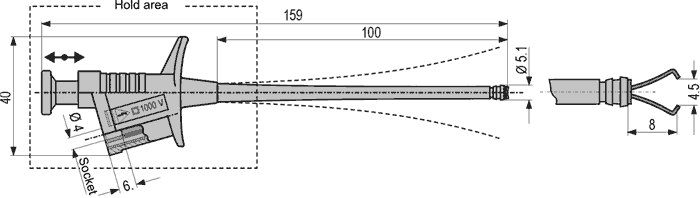 Pincers type clip-on probes with shrouded socket, PJ6005 series, PJ6005 ...