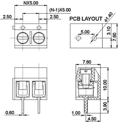 DG306-5.0-03P-11-00A(H) DEGSON ELECTRONICS - PCB terminal block | angled 90°; 5mm; ways: 3; on ...