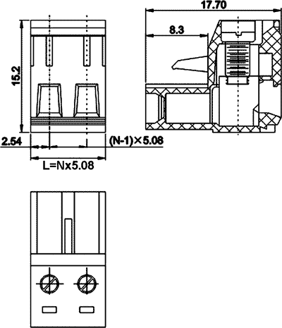 Pluggable terminal blocks, 5,08 mm TBW, TBW-5-2P/GN, TBW-5-3P/GN, TBW-5 ...