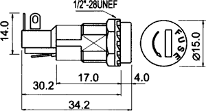 5 x 20 mm fuseholders, for panel mounting, GBA-ZA11/ZB11 series, GBA ...